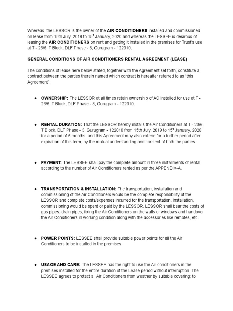 Folk GGN Ac Rent Agreement | PDF | Lease | Renting