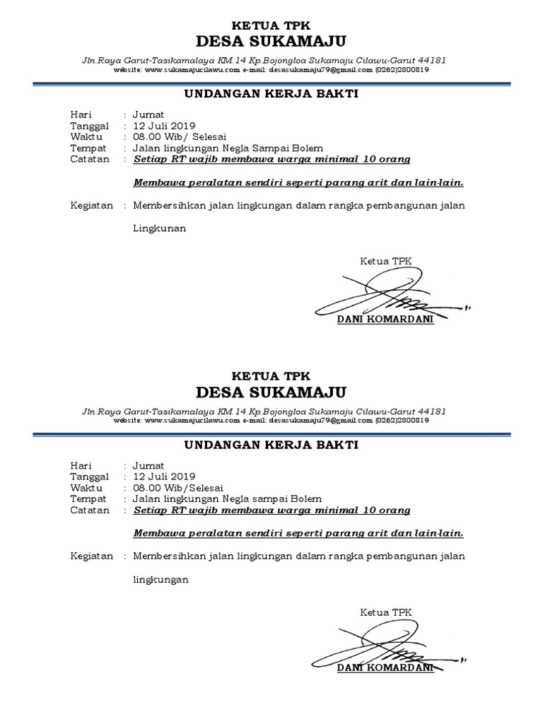 Undangan Kerja Bakti 2 | PDF