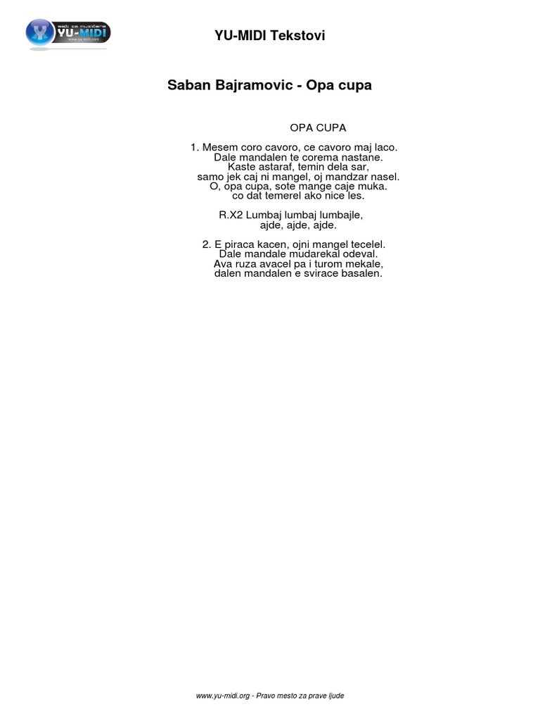 Saban Bajramovic - Opa Cupa | PDF