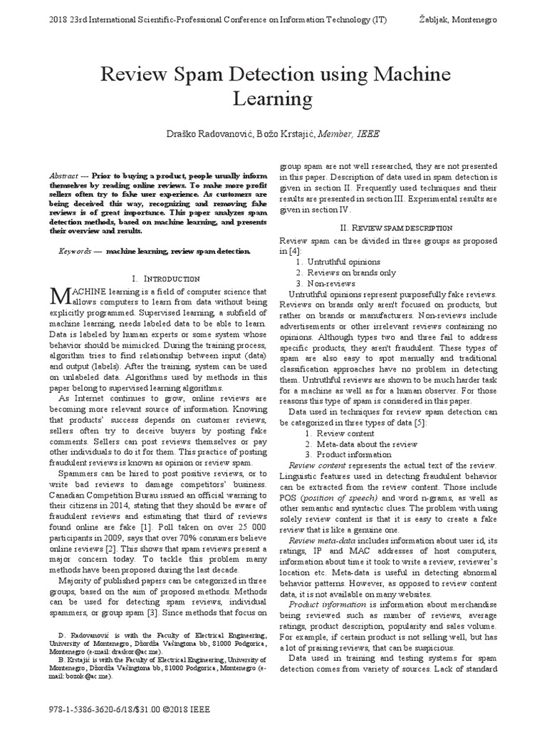 Spam Detection Using Machine Learning | PDF | Email Spam | Machine Learning