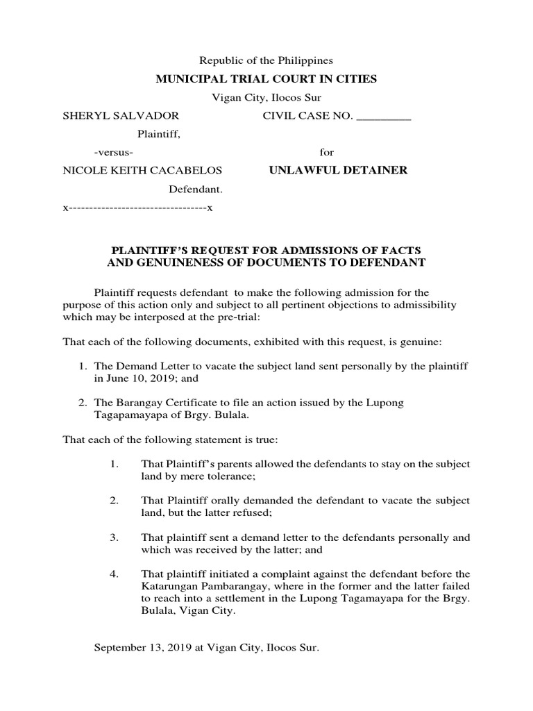 Admission by Adverse Party 1 | PDF | Law | Home & Garden