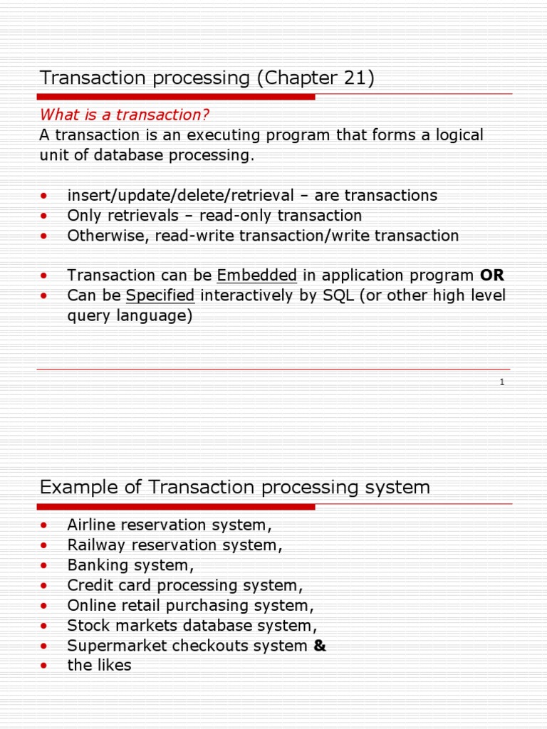Transaction Processing Chapter 21 What Is A Transaction Pdf Database Transaction