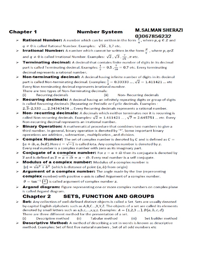 1st Year Math (Definitions) PDF | PDF