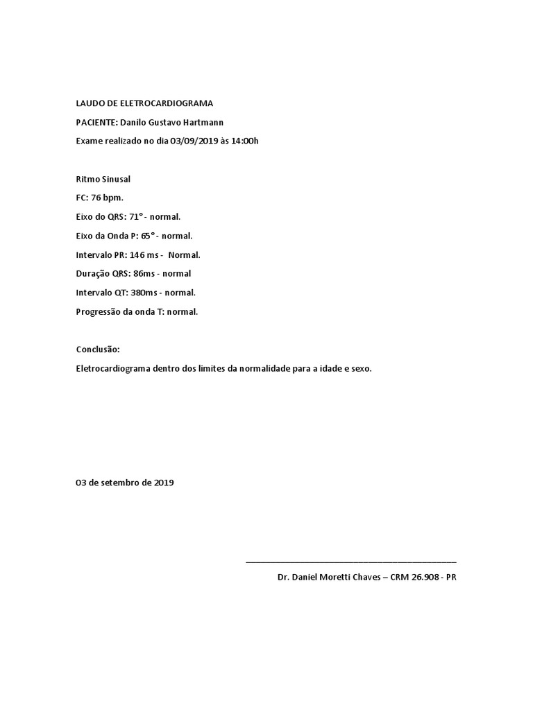 Laudo de Eletrocardiograma | PDF | Ciências e Matemática