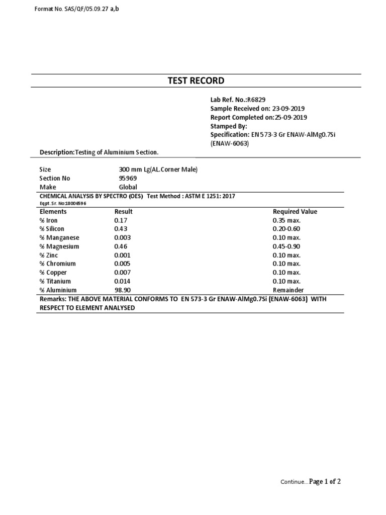 test-record-chemical-analysis-by-spectro-oes-test-method-astm-e