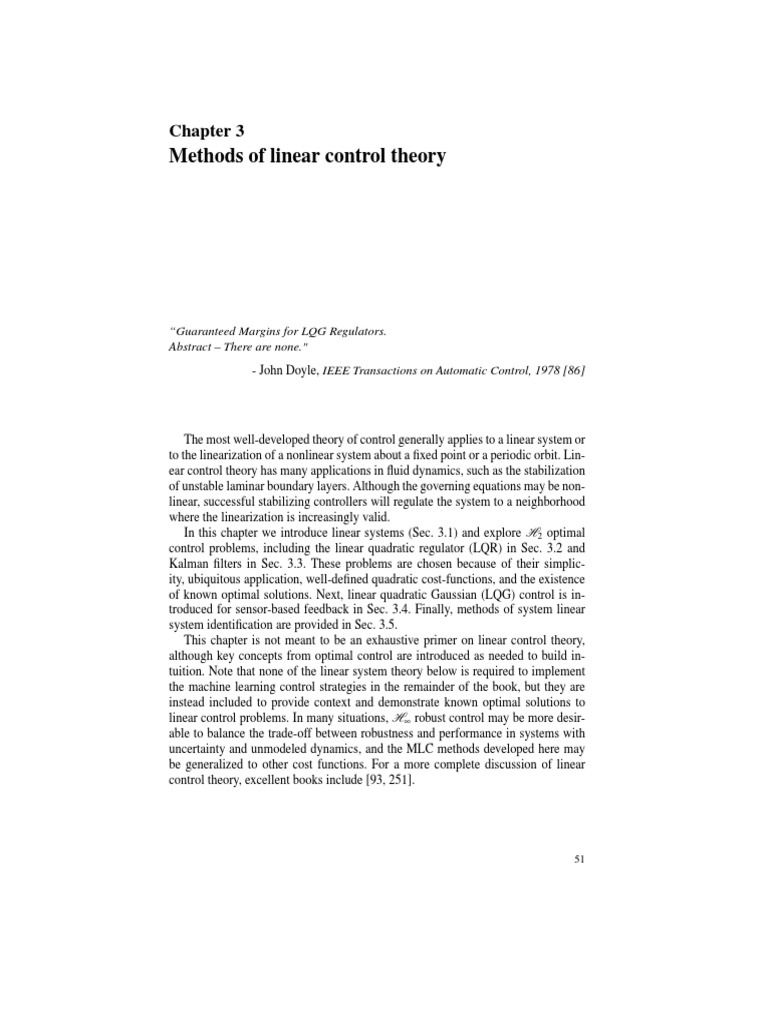Methods of Linear Control Theory | PDF | Kalman Filter | Control Theory