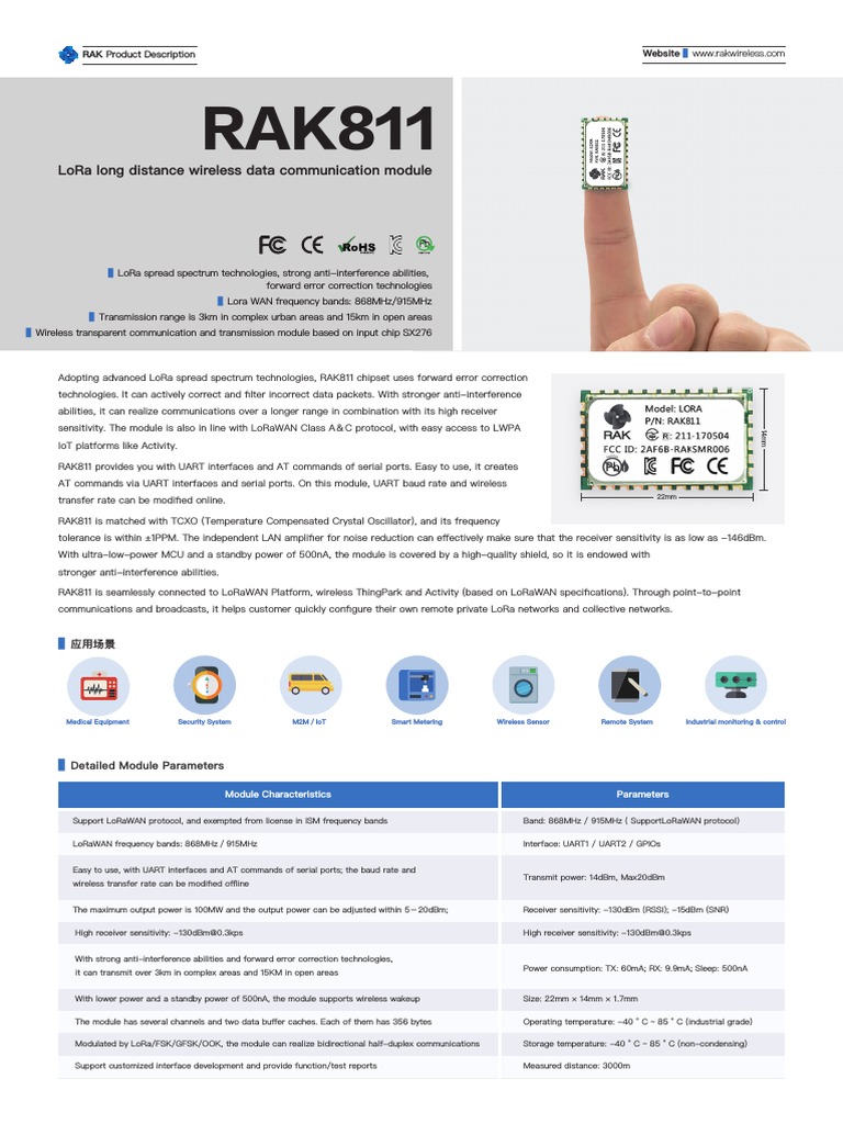 Rak811 Brochure | PDF | Computer Network | Electrical Engineering