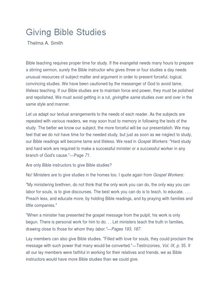 Giving Bible Studies: Thelma A. Smith | PDF | Sermon | Time