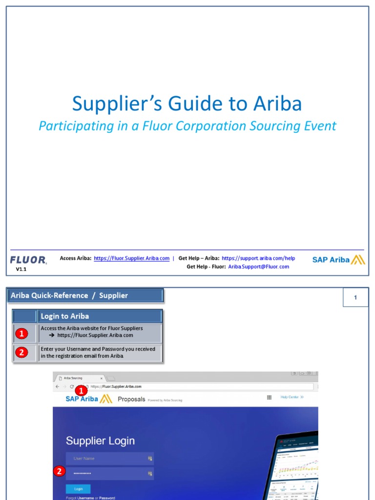 Supplier's Guide To Ariba: Participating in A Fluor Corporation Sourcing Event | PDF ...