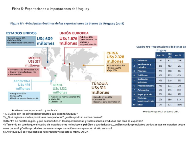 Ficha 7 - Exportaciones e Importaciones de Uruguay | PDF
