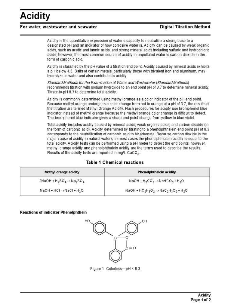 Acidity: Water, Wastewater, and Seawater | PDF | Ph | Titration