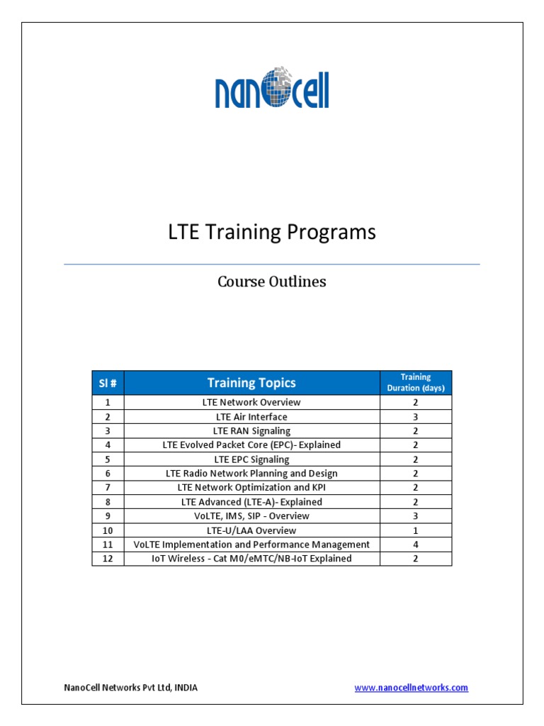 LTE Training Programs Course Outlines | PDF | Ip Multimedia Subsystem ...