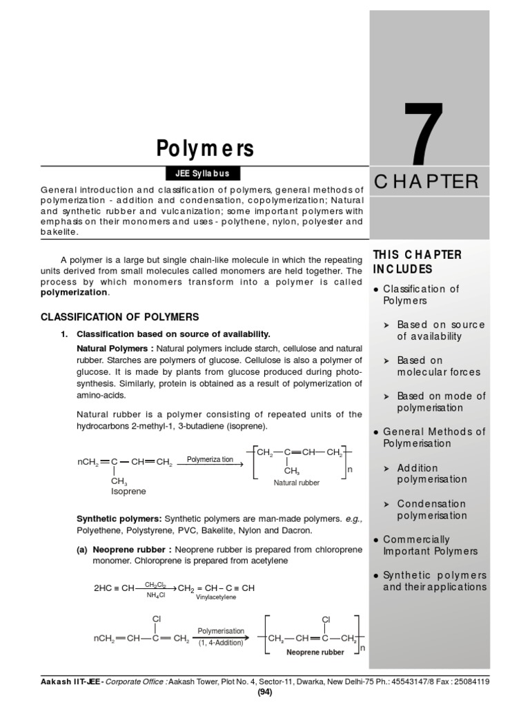 Polymer Short Notes PDF | PDF | Polymerization | Elastomer