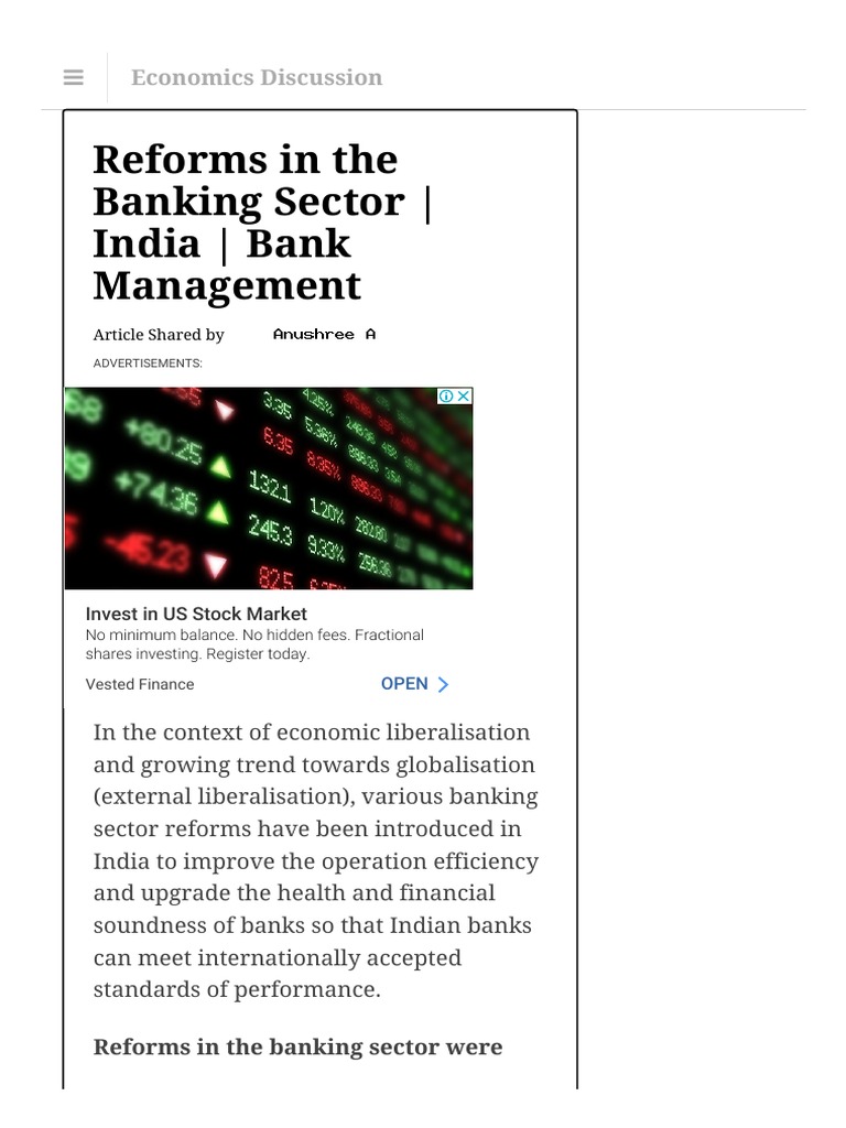 Reforms in The Banking Sector - India - Bank Management | PDF | Capital ...