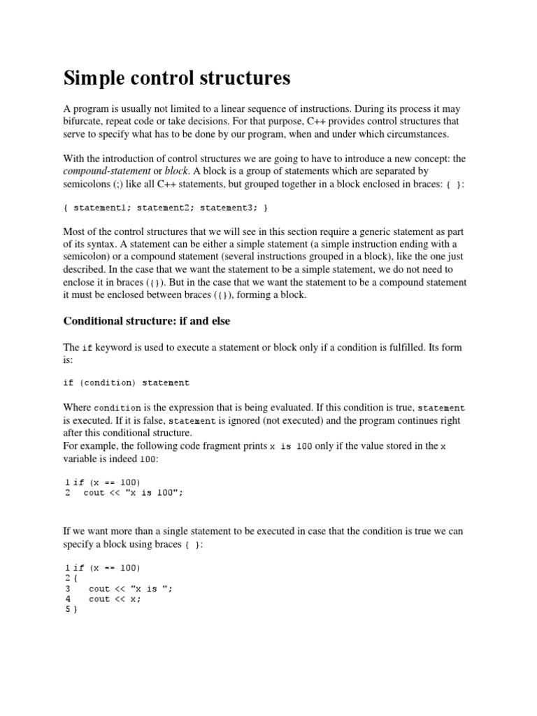 Simple Control Structures Pdf Control Flow Computer Programming