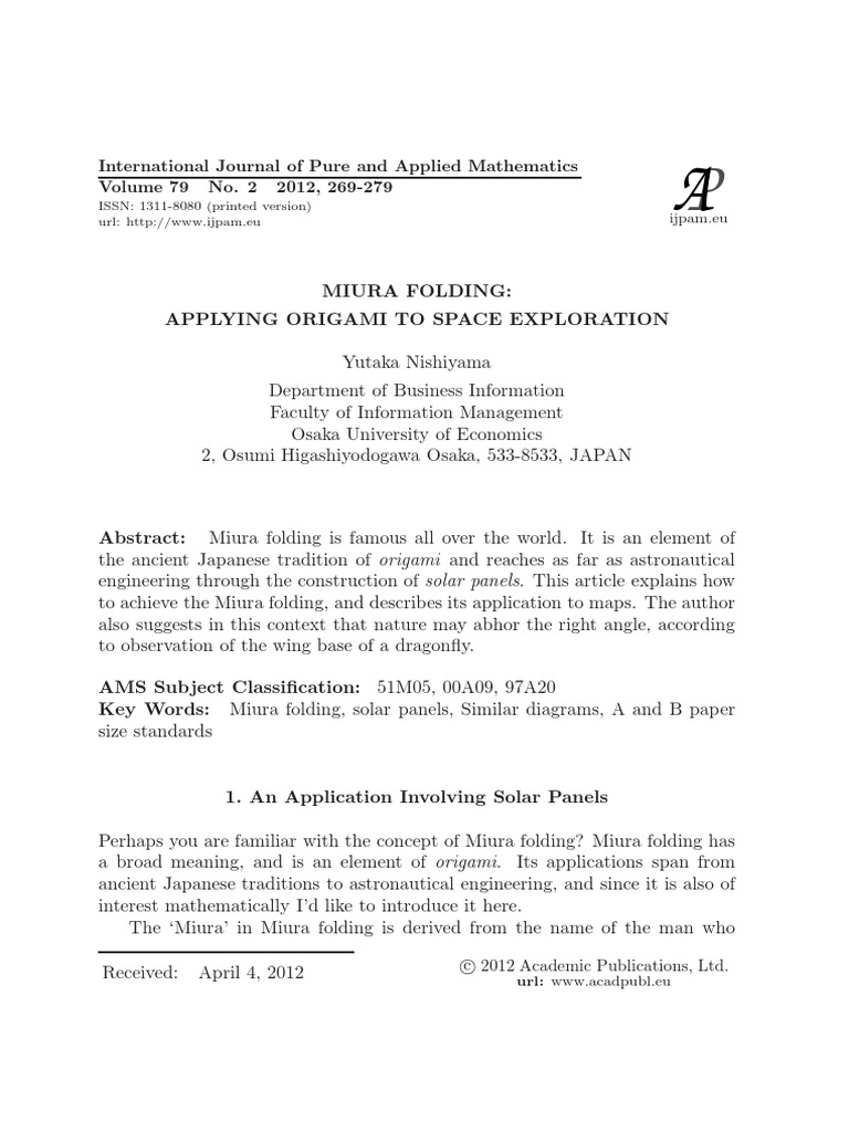 Miura Folding: Applying Origami To Space Exploration | PDF | Origami ...