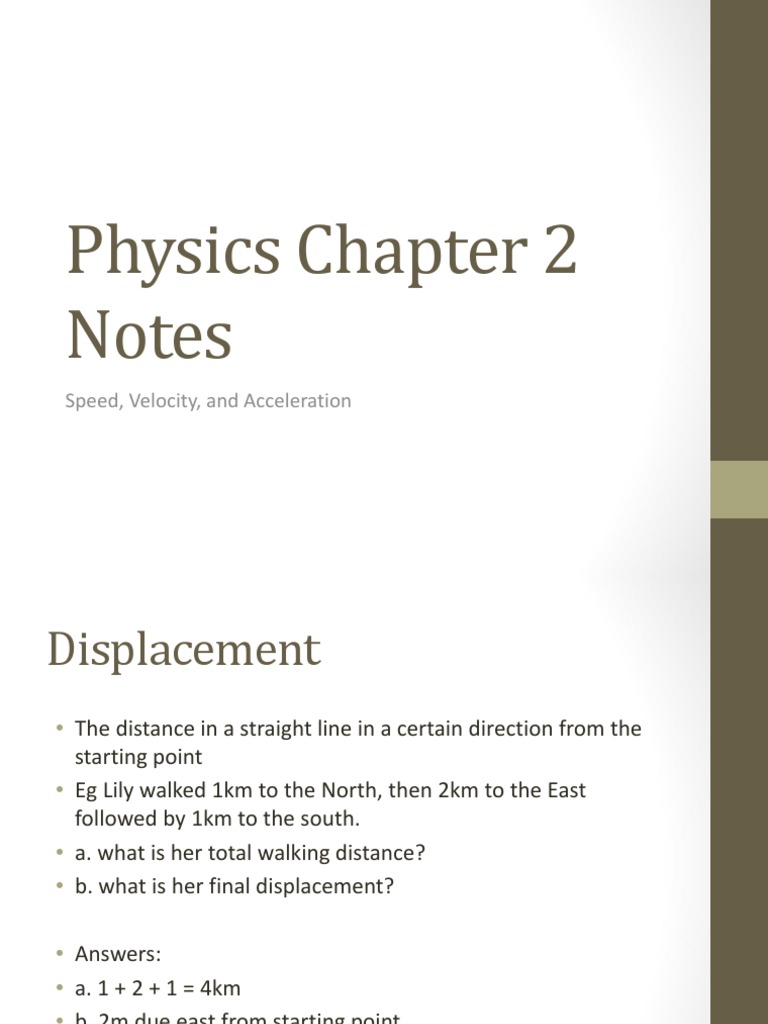 Physics Chapter 2 Notes: Speed, Velocity, and Acceleration | PDF ...