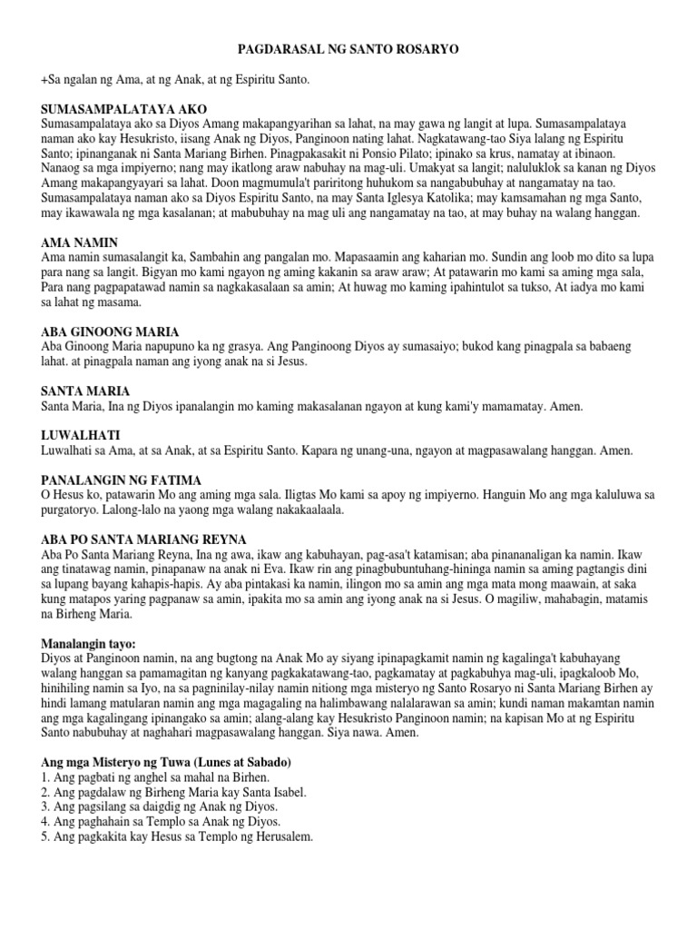 Pagdarasal NG Santo Rosaryo | PDF