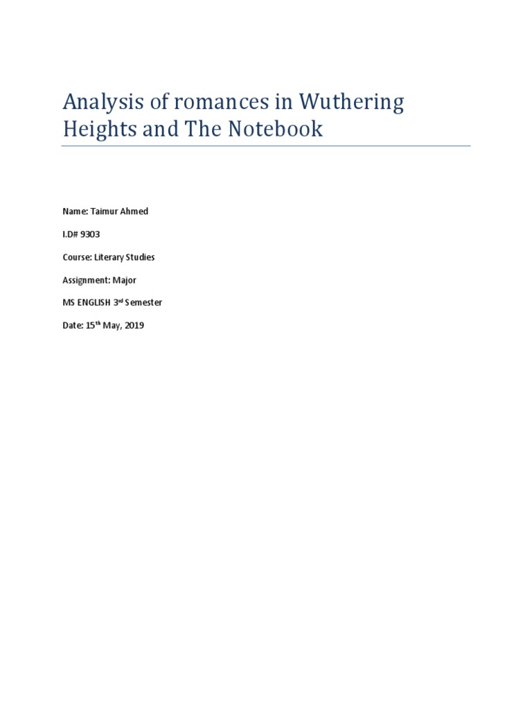 Analysis of Romances in Wuthering Heights and The Notebook | PDF ...