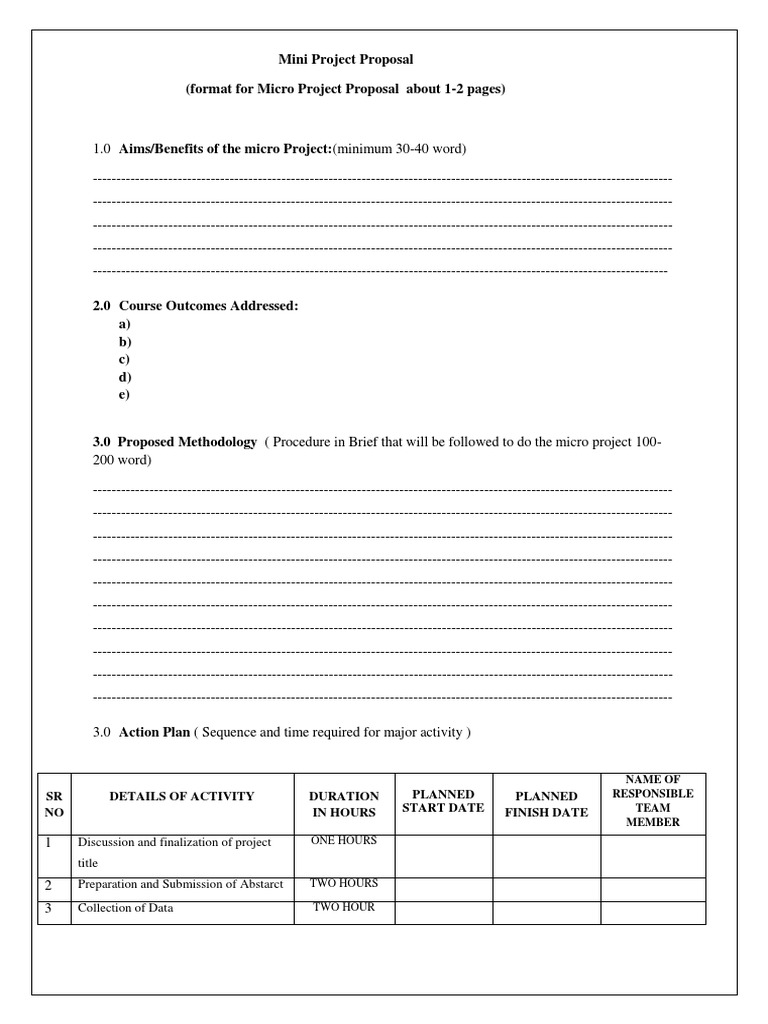 Micro Project Format Proposal | PDF | Cognition | Learning