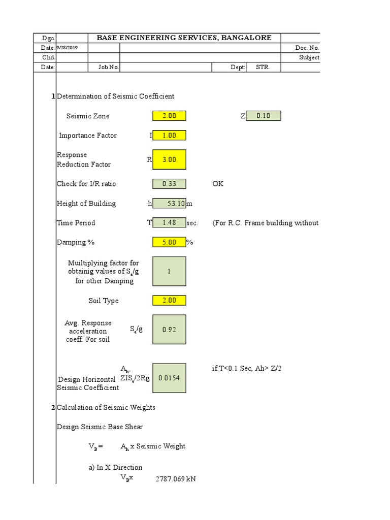 Base Shear Calculations | PDF | Geophysics | Physics