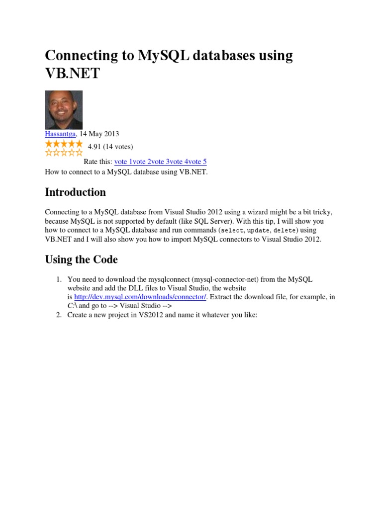 Connecting To MySQL Databases Using VB | PDF | My Sql | Microsoft ... Connecting To MySQL Databases Using VB | PDF | My Sql | Microsoft ...