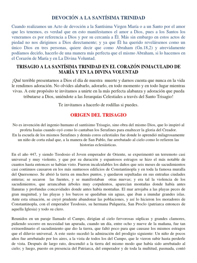 Trisagio A La Santísima Trinidad | PDF | María, madre de Jesús | Trinidad Trisagio A La Santísima Trinidad | PDF | María, madre de Jesús | Trinidad