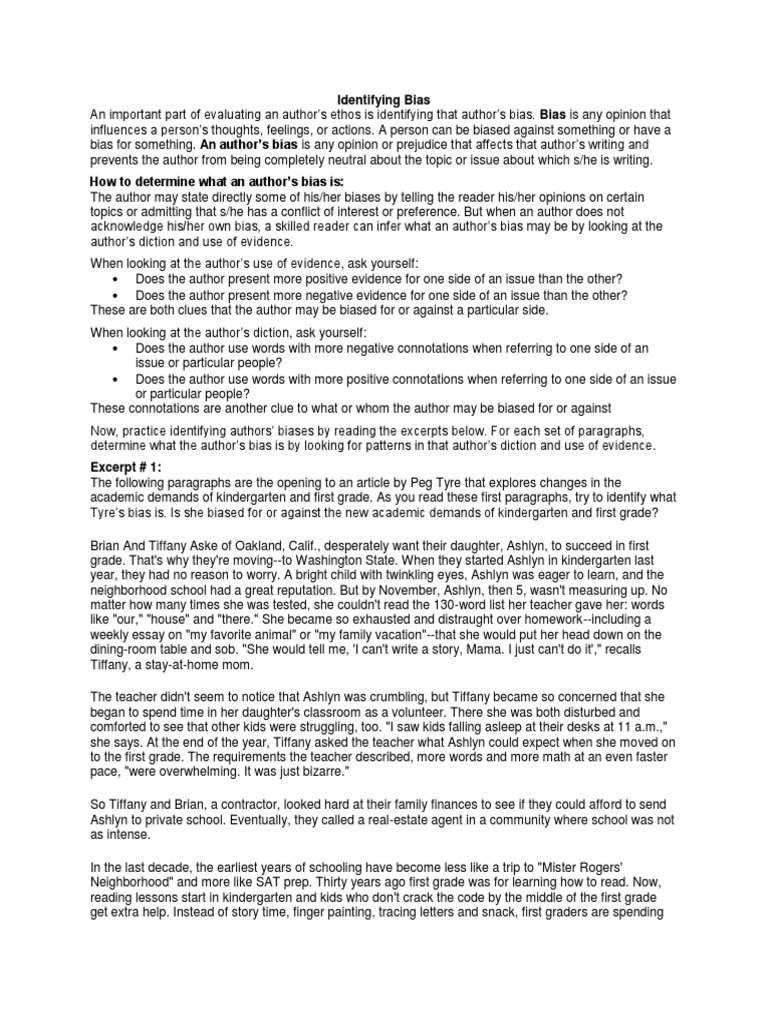 Identifying Bias Activity | PDF | Bias | Sat