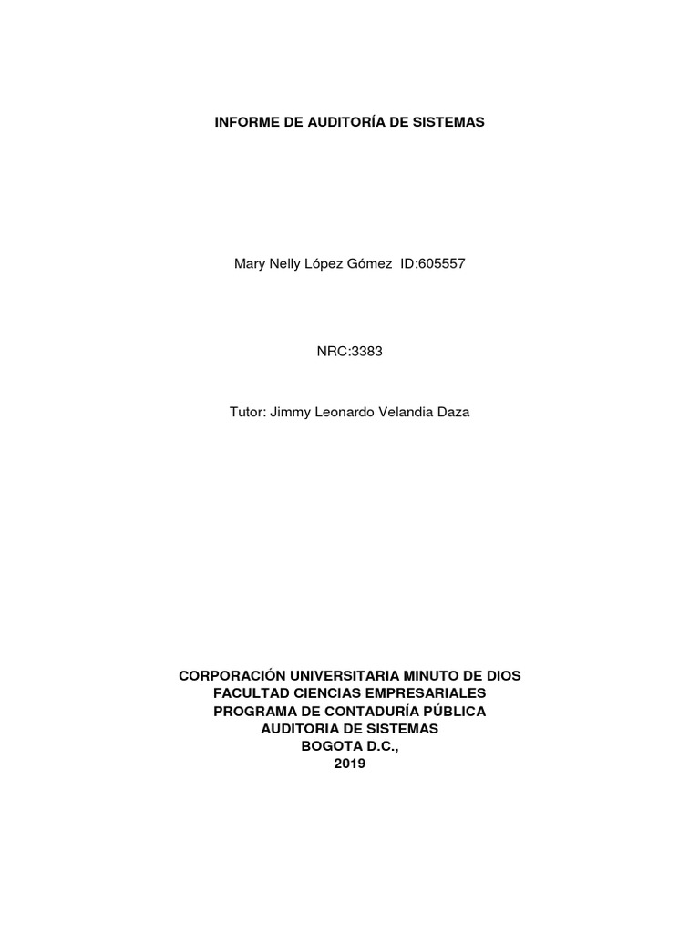 Informe de Auditoria de Sistemas | PDF | La seguridad informática ...