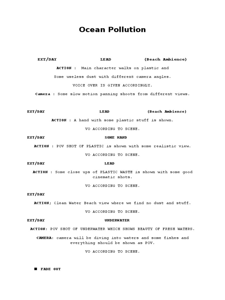 Ocean Pollution Script | PDF