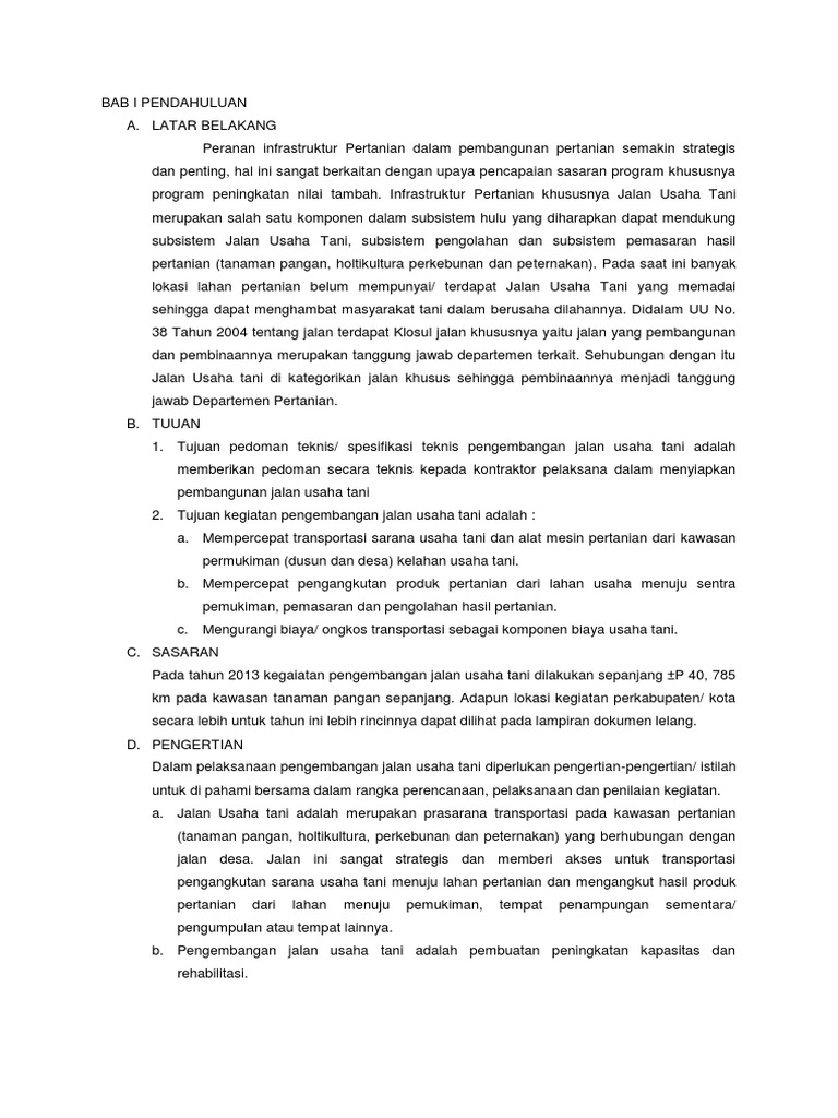 Laporan Akhir Perencanaan Jalan Usaha Tani Pdf