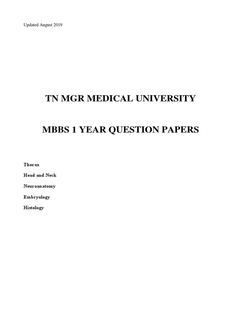 MBBS Anatomy Exam Papers 2008-2011 | PDF | Common Carotid Artery | Aorta