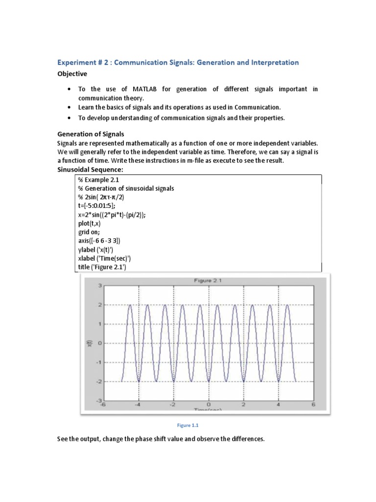 Experiment # 2: Communication Signals: Generation and Interpretation ...