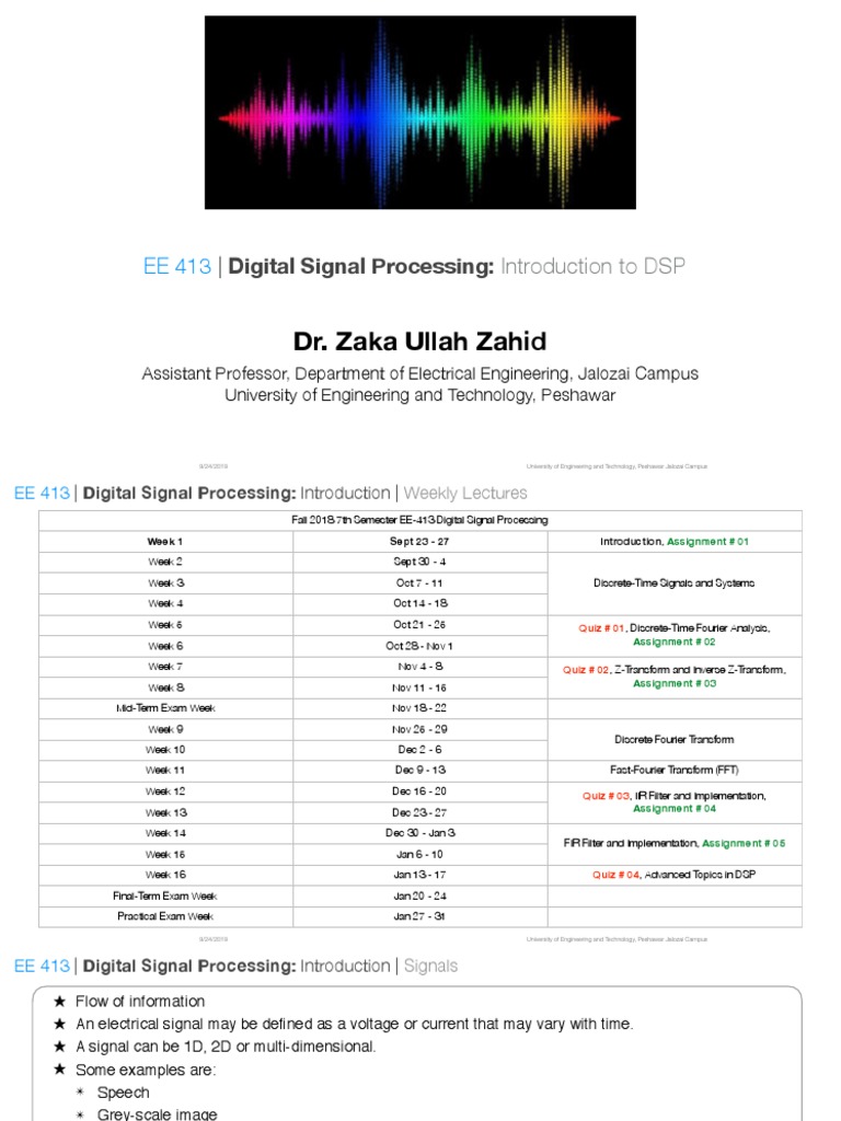 Introduction to Digital Signal Processing: An Overview of Signals, Systems, Analog and Digital ...