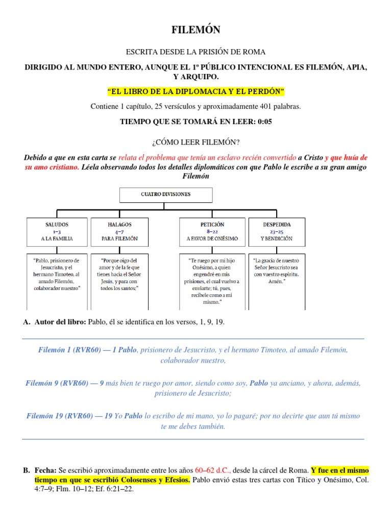 10 Mayo 2019 Contexto Filemón | PDF | Epístola a Filemón | Pablo el apóstol