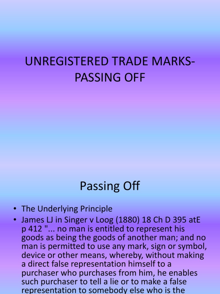 6 Unregistered Trade Marks - Passing Off | PDF | Coca Cola | Trademark