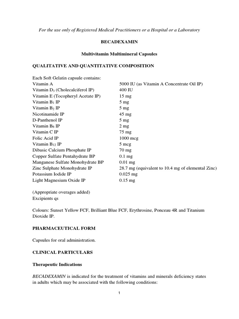 Becadexamin PDF | PDF | Metabolism | Vitamin