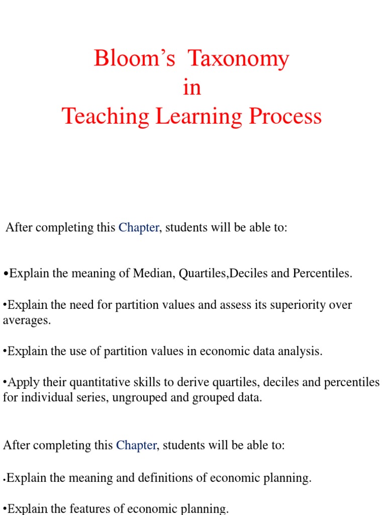 Bloom's Taxonomy in Teaching Learning Process | PDF