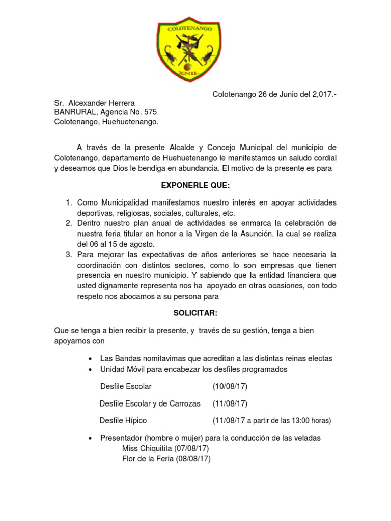 Solicitud Banrural | PDF | Alcalde