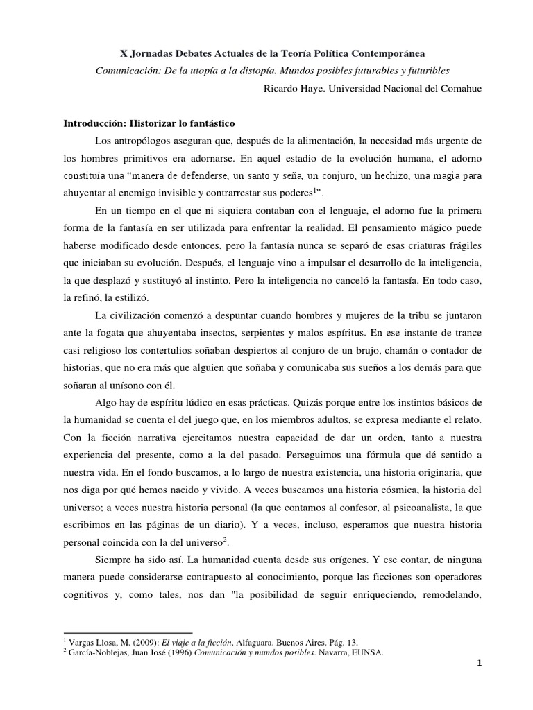 Comunicación: de La Utopía A La Distopía. Mundos Posibles Futurables y ...