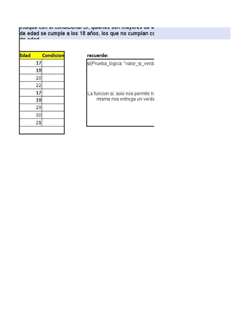 Ejercicios Funcion Si Anidada | PDF