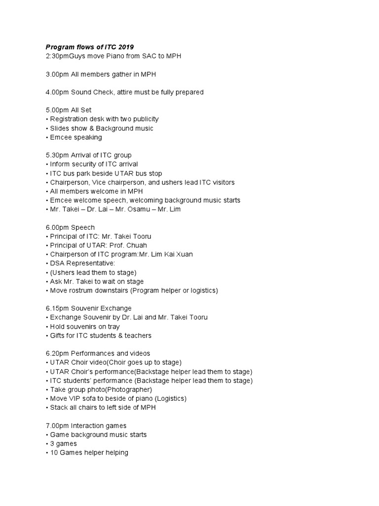 Program Flows of ITC 2019 | PDF