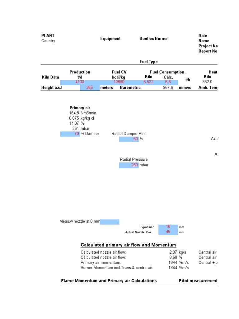 Calculated Primary Air Flow and Momentum | PDF | Nozzle | Chemical ...