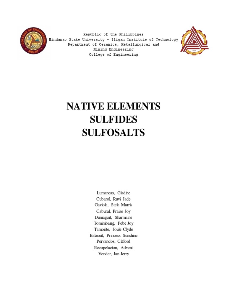 Native Elements Sulfides Sulfosalts | PDF | Minerals | Metals