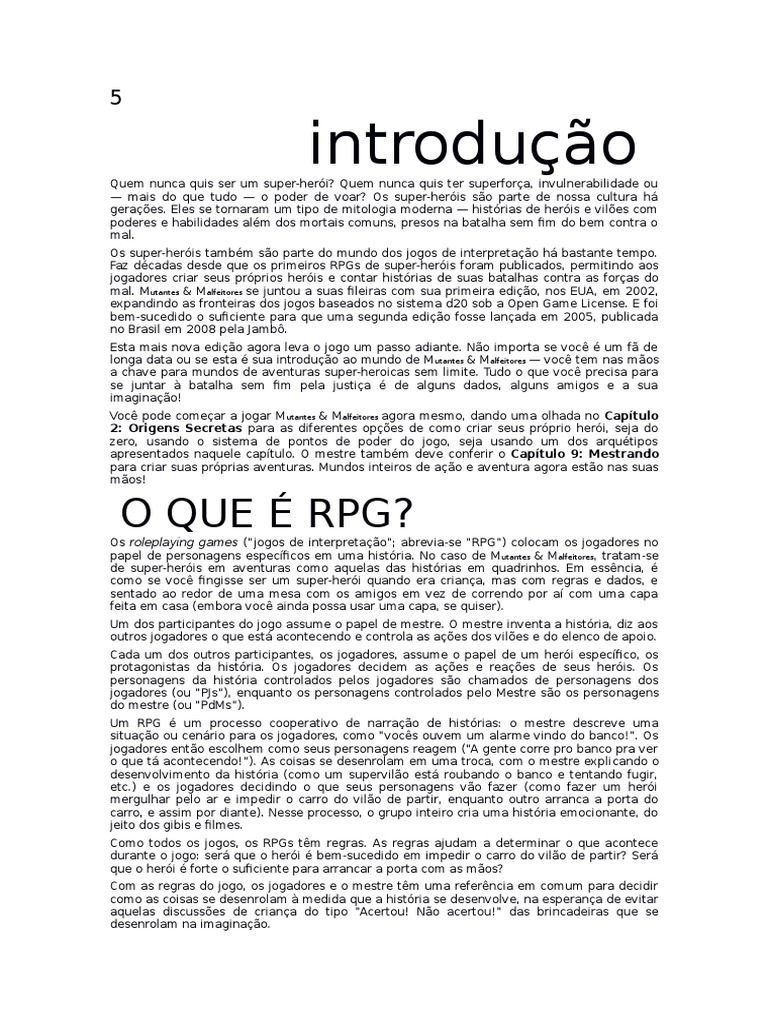 Mutantes e Malfeitores 3ª Edição | PDF | Jogos de RPG | Lazer Mutantes e Malfeitores 3ª Edição | PDF | Jogos de RPG | Lazer