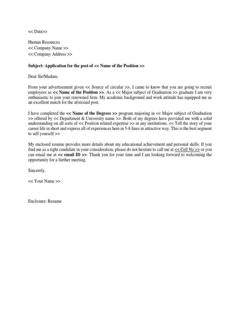 Subject: Application For The Post of | PDF