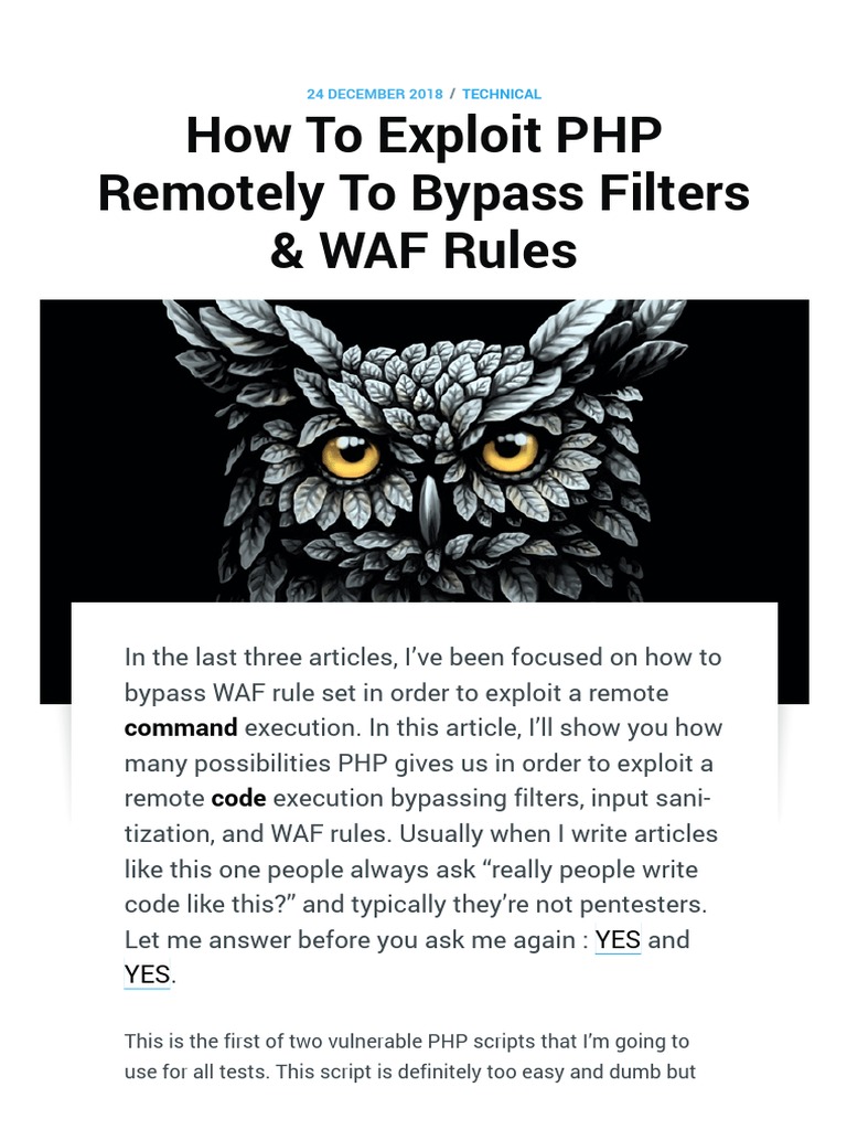 How To Exploit Php Remotely To Bypass Filters And Waf Rules Command Code 9059
