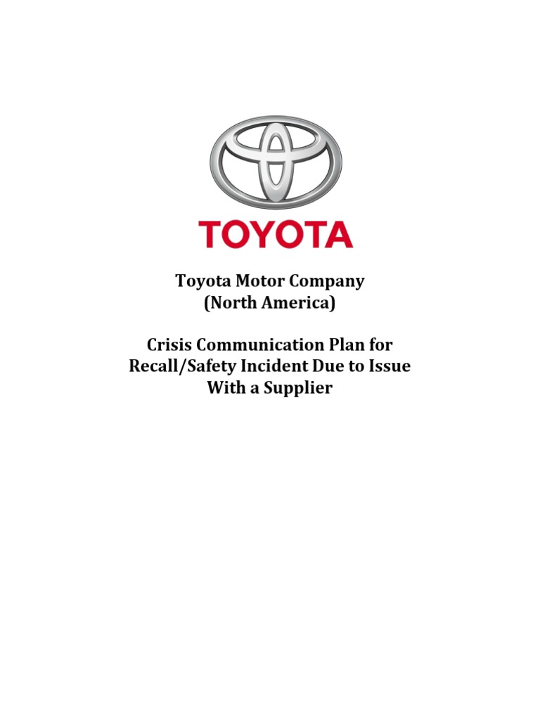 Toyota Crisis Communication Plan | PDF | Toyota | Stakeholder (Corporate)
