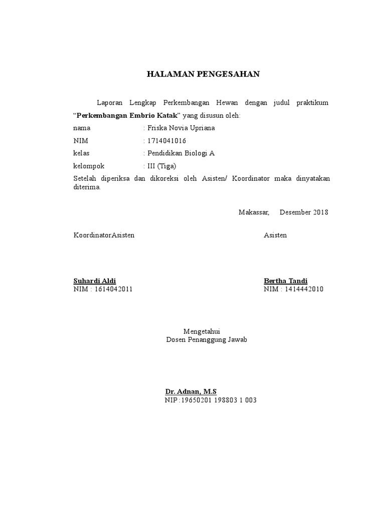Perkembangan Embrio Katak: Praktikum Biologi | PDF | Sains & Matematika