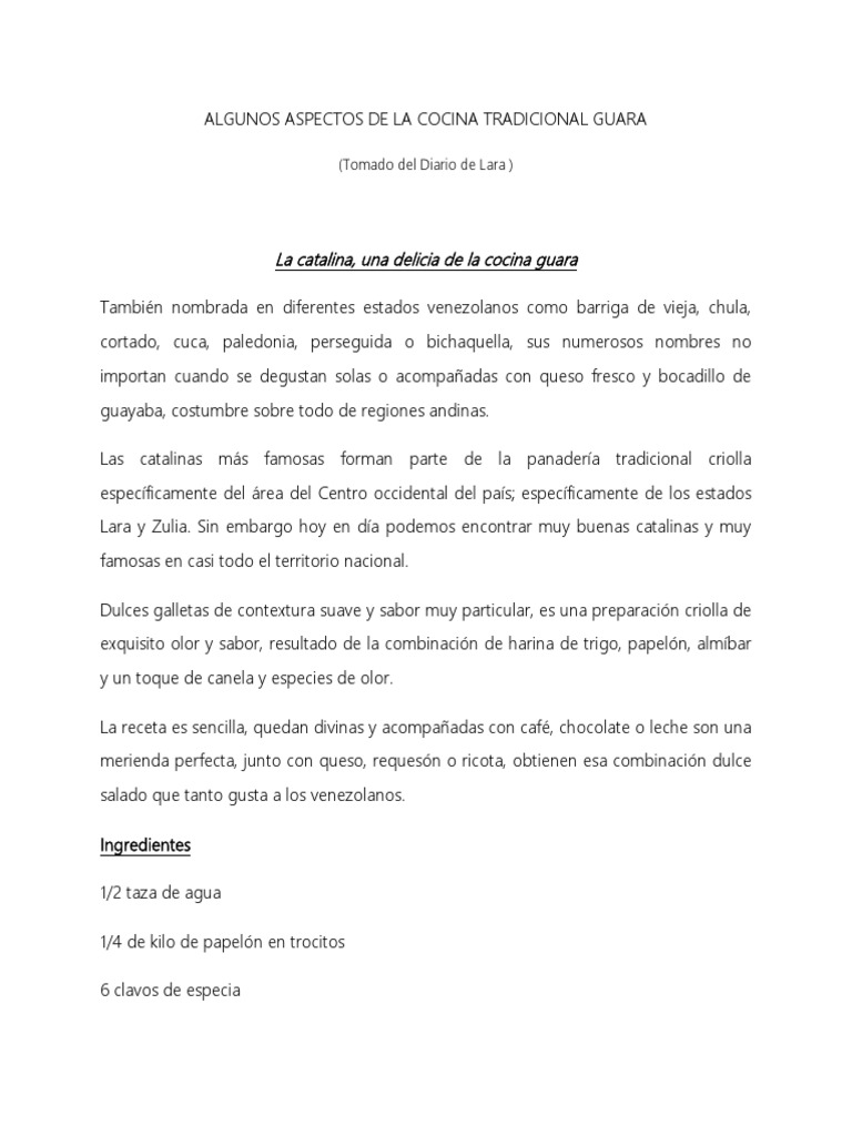 La Catalina y La Acemita Tocuyana | PDF | Panes | Queso